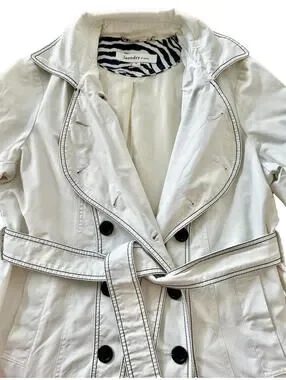 Jackets & Coats | New Laundry By Design Ivory Offwhite Trench Coat Rain ...